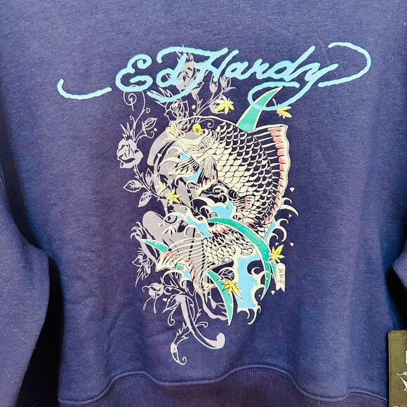Ed Hardy | Tops | Don Ed Hardy Designs Fish Tattoo Signature Logo Crew ...